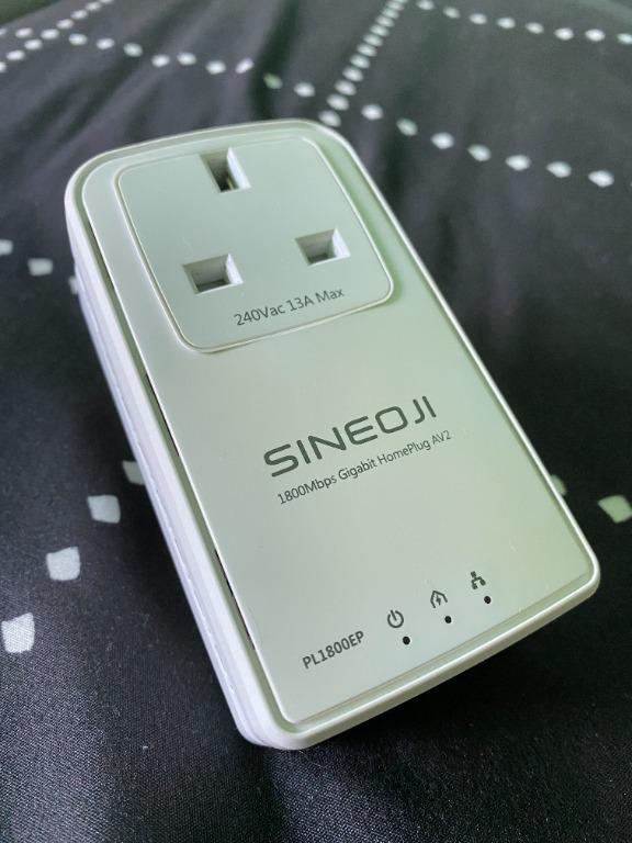 Sineoji 1800Mbps Gigabit Homeplug AV2 MiMo Powerline Pass Through ...