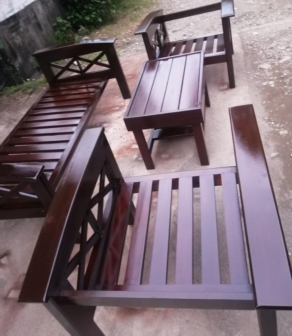 Solid Malaysian Mahogany Wood Sala Set with Center Table, Furniture & Home Living, Furniture ...