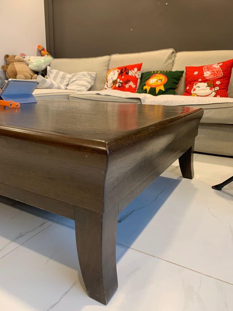 Square solid wood table 1m x 1m, Furniture & Home Living, Furniture ...