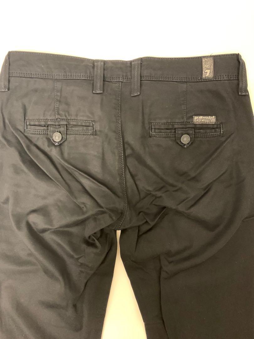 7 For All Mankind Black Button and Zipper Closure Front Slant Side ...