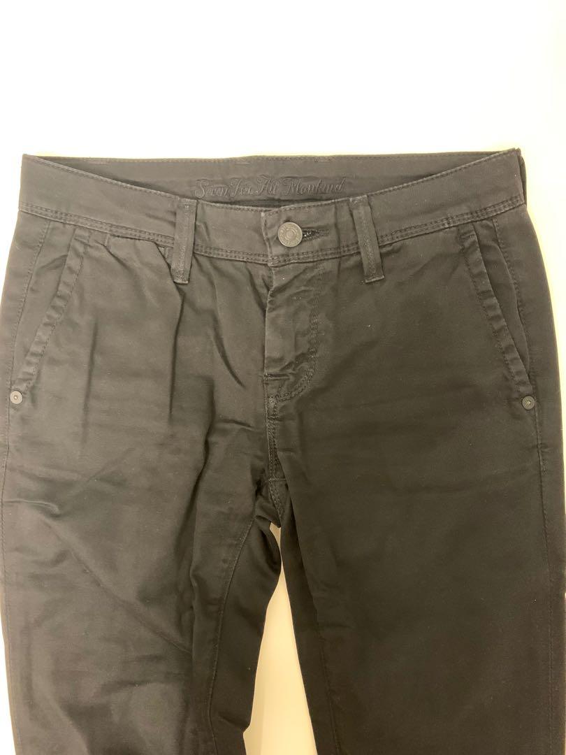 7 For All Mankind Black Button and Zipper Closure Front Slant Side ...