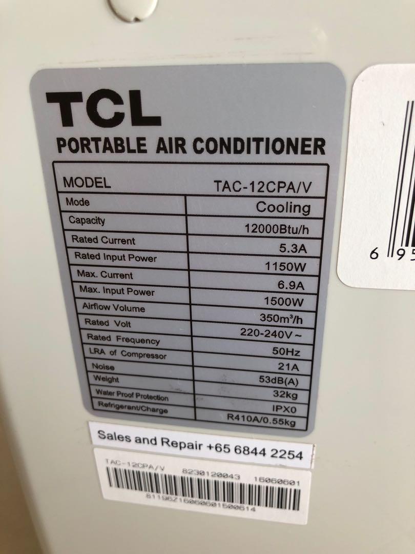 TCL portable aircon, TV & Home Appliances, Air Conditioners & Heating ...