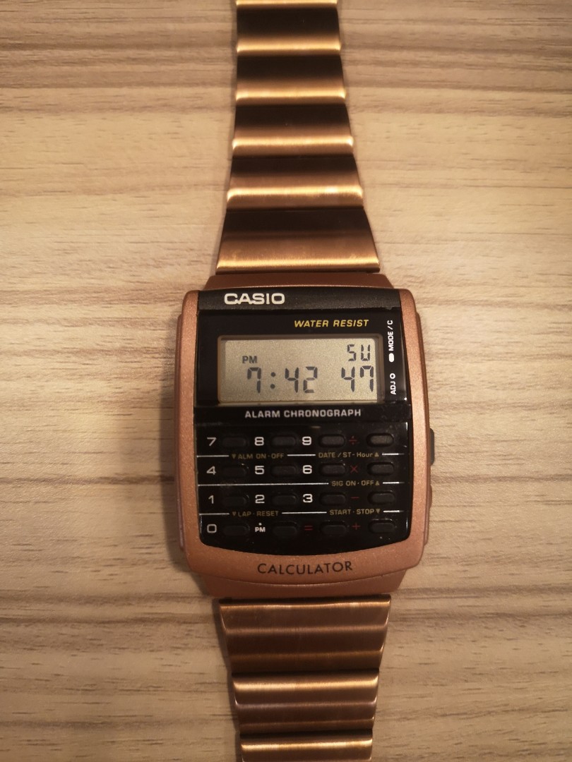 Vintage Casio Calculator Watch Copper Gold, Women's Fashion, Watches ...