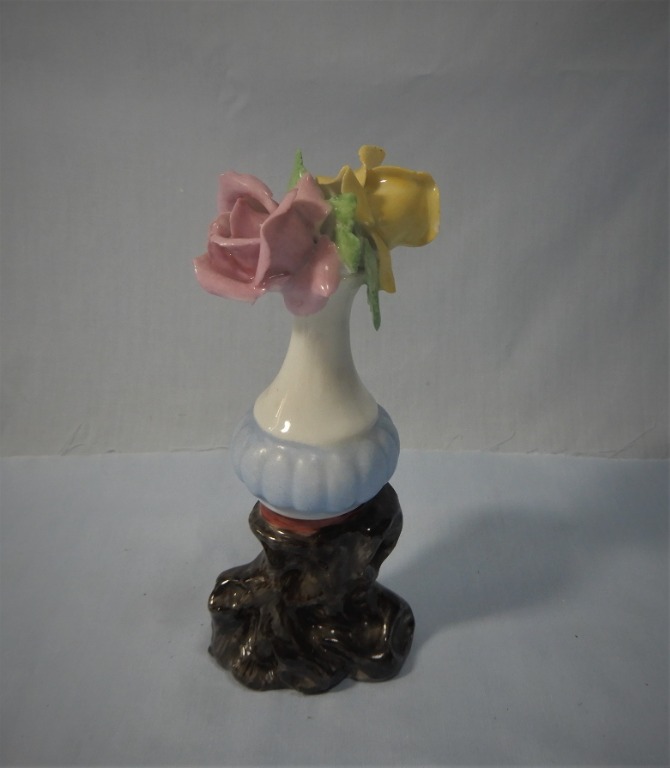 Vintage ceramic roses vase display stand circa mid 20th Century retired ...