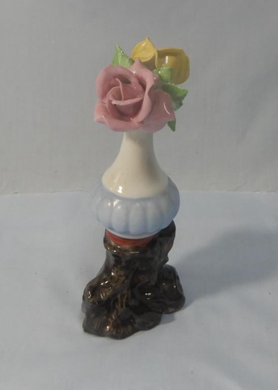 Vintage ceramic roses vase display stand circa mid 20th Century retired ...
