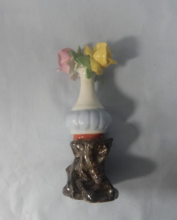 Vintage ceramic roses vase display stand circa mid 20th Century retired ...