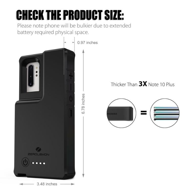 Zerolemon 10000mah Battery Case For Samsung Note 10 Plus Mobile Phones