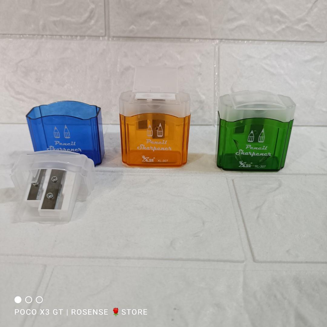1pc 2 holes Pencil Sharpener with Holder box Randomly Colour easy ...