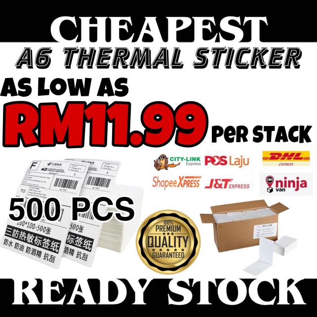 A6 Thermal Sticker Airway Bill Ready Stock Sticker E commerce Label ...