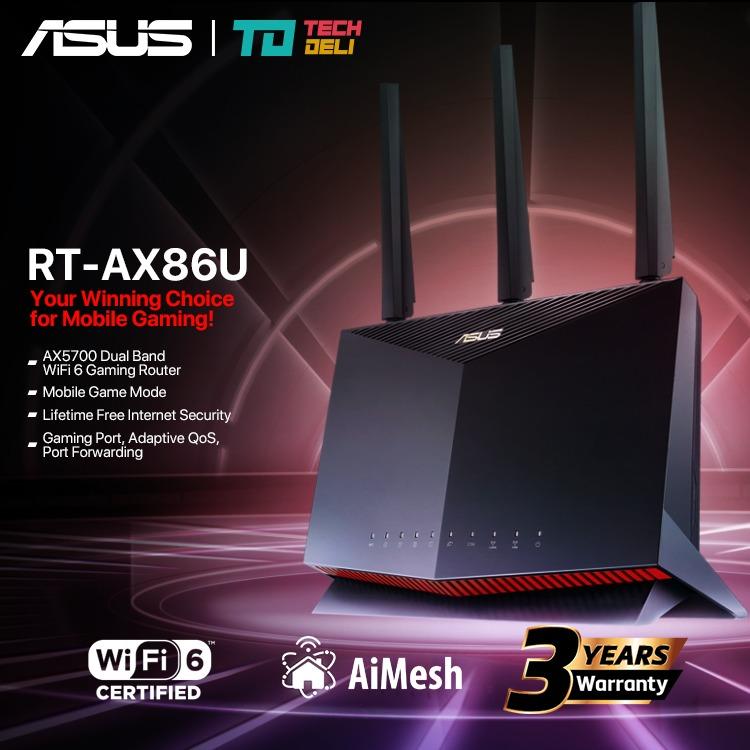 ASUS RT-AX86U AX5700 Dual Band WiFi 6 AIMesh Gaming Router [BRAND NEW ...