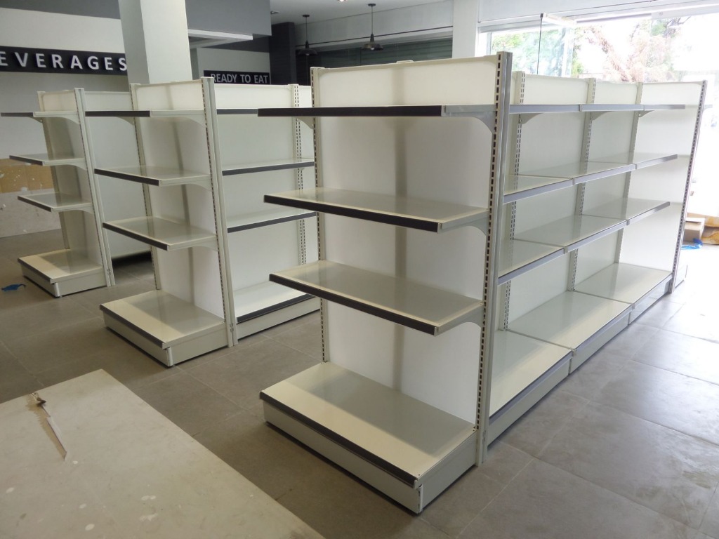 Closed Backing Gondola Shelve Adjustable Layers, Furniture & Home ...