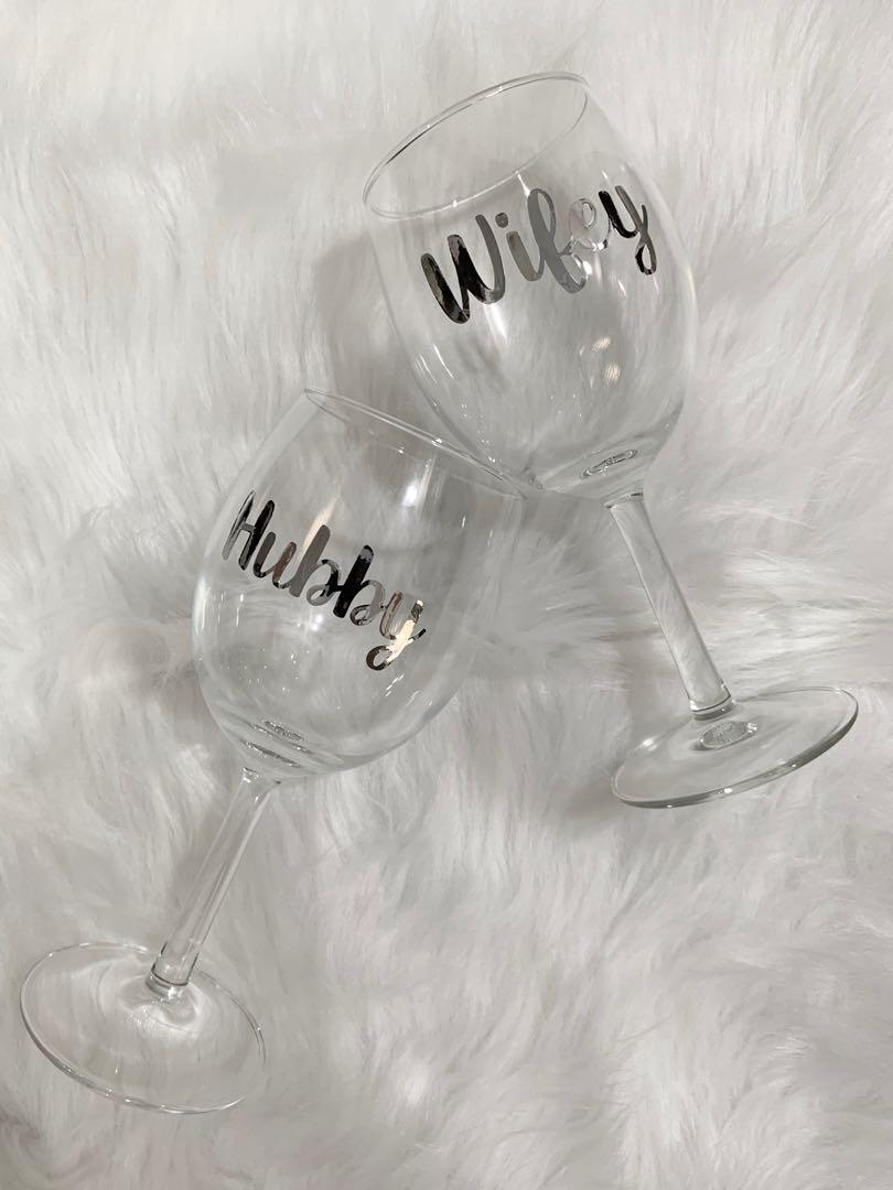 Customised Wine Glass 300ml | 440ml, Furniture & Home Living ...