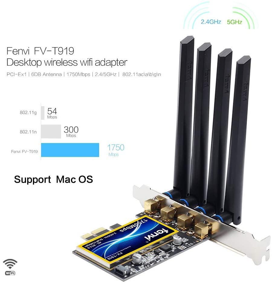 fenvi T919 Adapter for macOS PC PCI-E WiFi Card Continuity Handoff BCM94360CD Native Airport BT4 ...