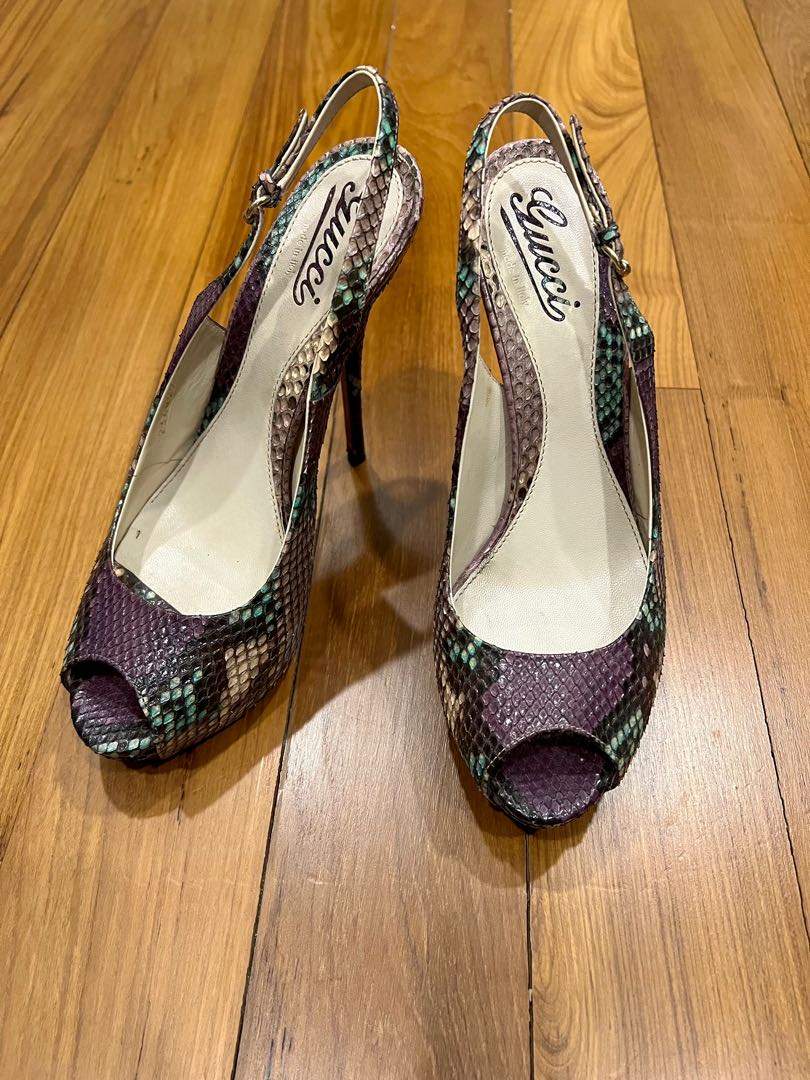 Gucci exotic python skin heels, Women's Fashion, Footwear, Heels on ...