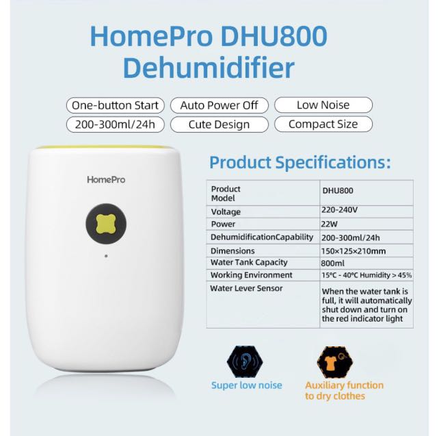 Homepro DHU800 Dehumi, TV & Home Appliances, Air Purifiers ...