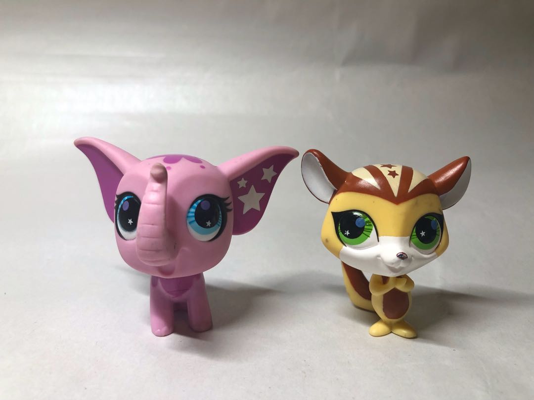 LPS- Littlest Pet Shop Duo Set Yellow Chipmunk and Purple Elephant ...