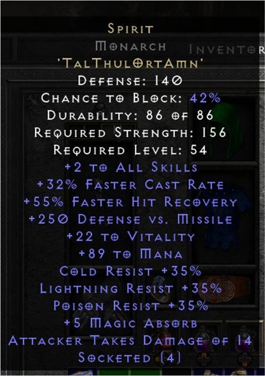 Monarch Shield (Spirt Rune word) - Diablo 2 Resurrected, Video Gaming ...