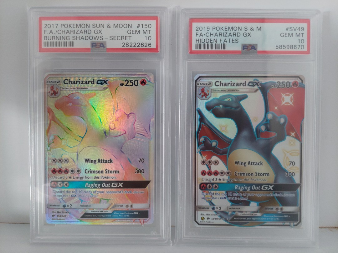 PSA 10 Pokemon TCG Sun And Moon Burning Shadows Charizard GX HR Rainbow ...