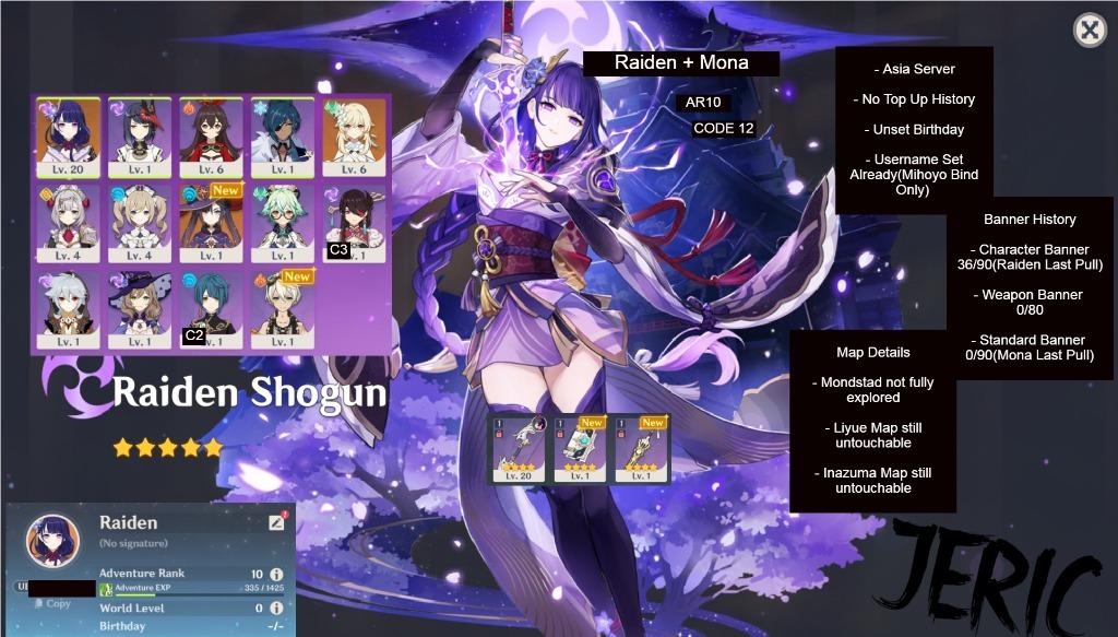 Raiden + Mona (Genshin Impact Asia Server), Video Gaming, Video Games ...