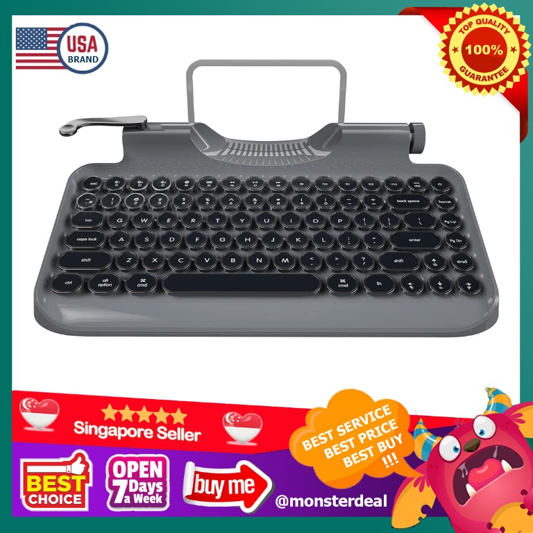 Rymek Typewriter Mechanical Wireless Keyboard with Tablet Stand Classy ...