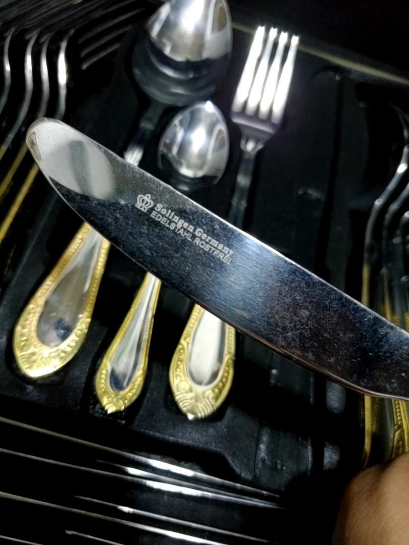 Solingen 72 Pc. 24K Gold-Plated Cutlery Set, Furniture & Home Living ...