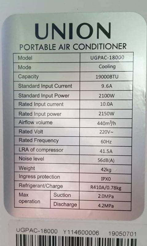 Union Portable Aircon, TV & Home Appliances, Air Conditioning and ...