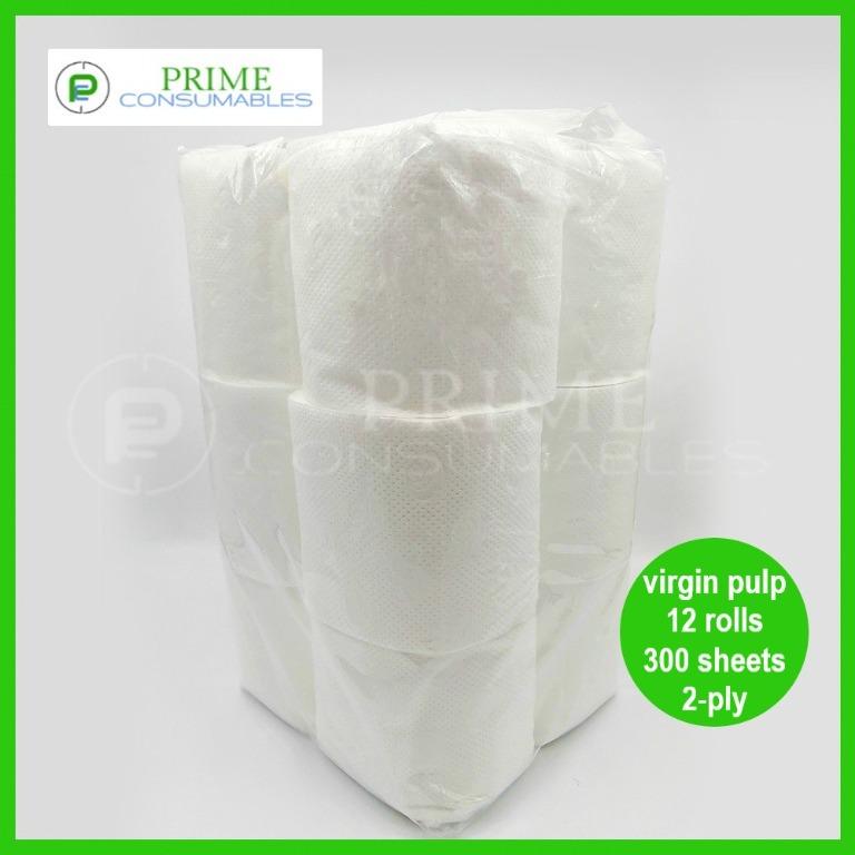 12rolls Bathroom Tissue Paper 300 sheets Virgin Pulp 2ply Soft Toilet ...