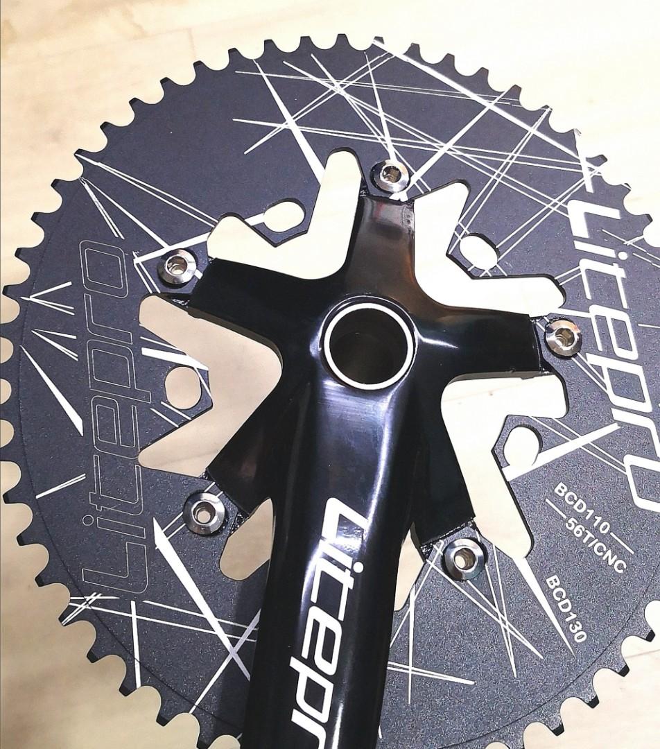 56T Oval chainring HollowTech crankset 130BCD 24mm spindle 170mm arm ...