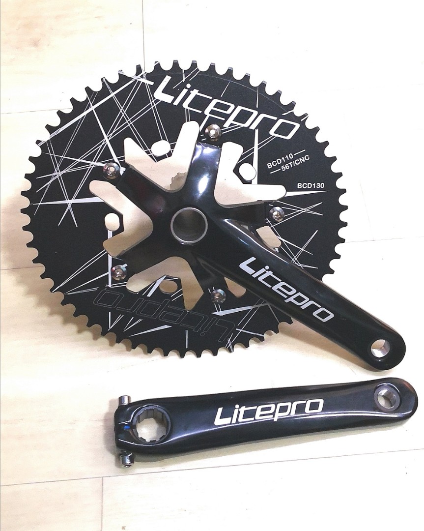 56T Oval chainring HollowTech crankset 130BCD 24mm spindle 170mm arm ...