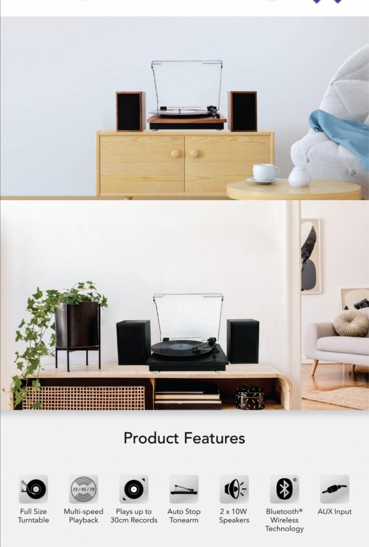 Bauhn Retro Vintage Design Turntable Vinyl Plaka Record Player with ...