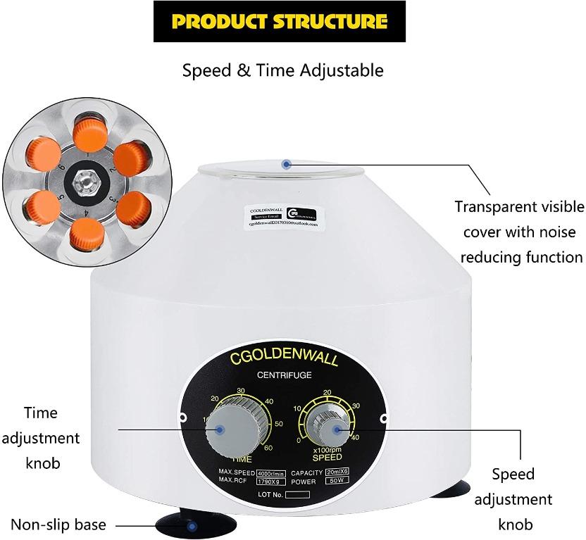 CGOLDENWALL 800D Electric Centrifuge Medical Lab Centrifuge 4000rpm With CE 6 x 20ml, Health ...