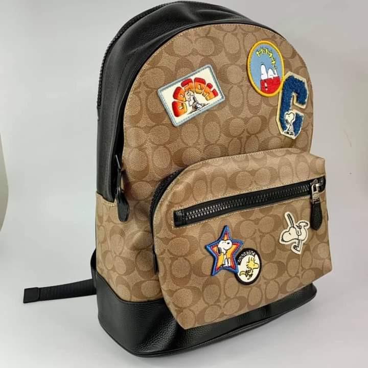 Coach x Peanuts West Backpack in Signature Canvas with Varsity Patches ...