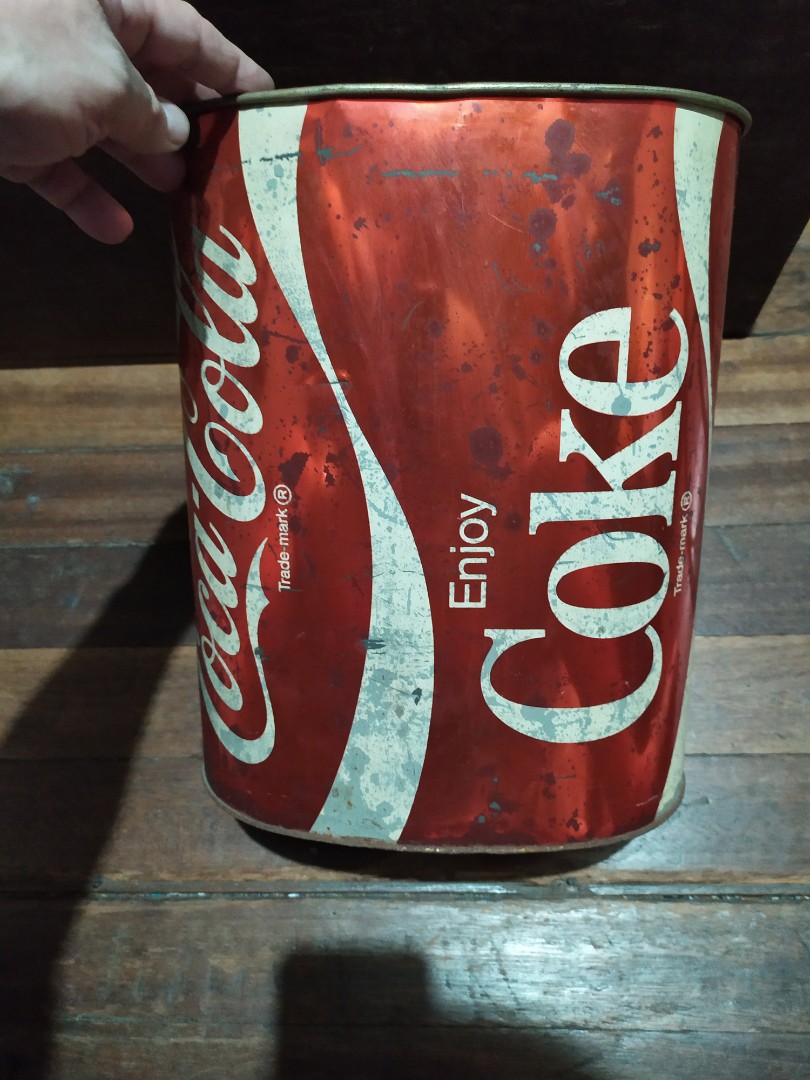 Coca cola trash can tin can, Hobbies & Toys, Memorabilia & Collectibles ...