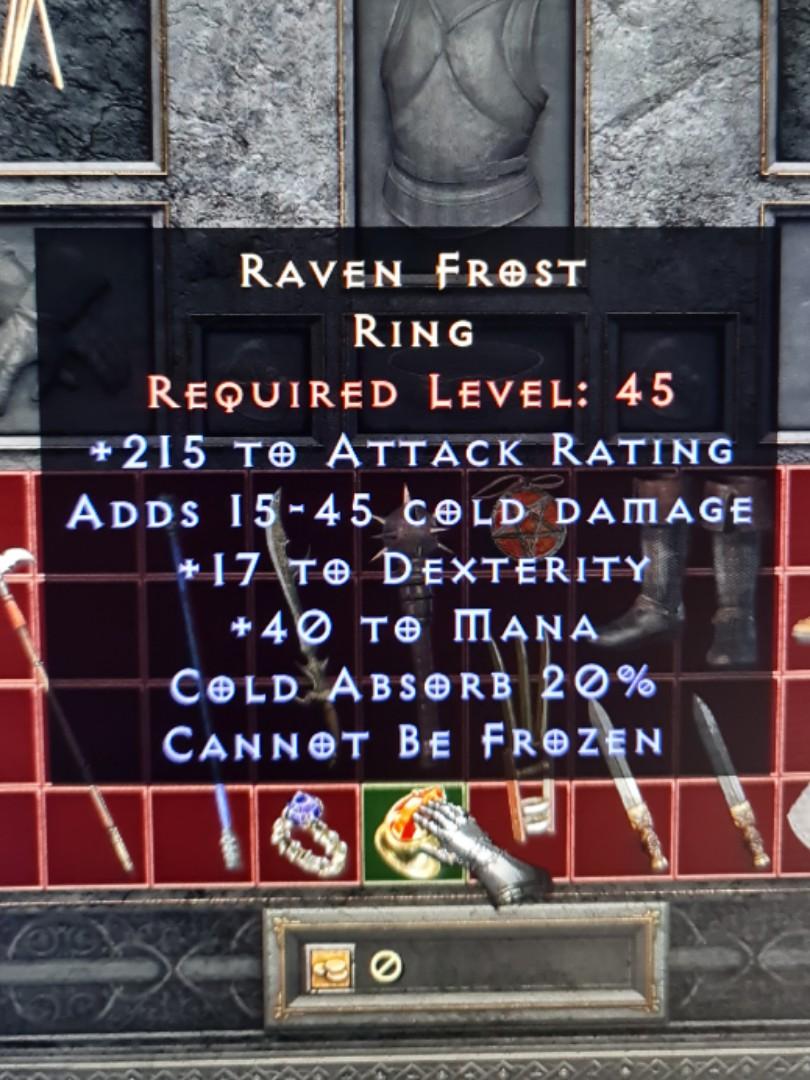 D2R Raven Frost Ring, Video Gaming, Gaming Accessories, In-Game ...