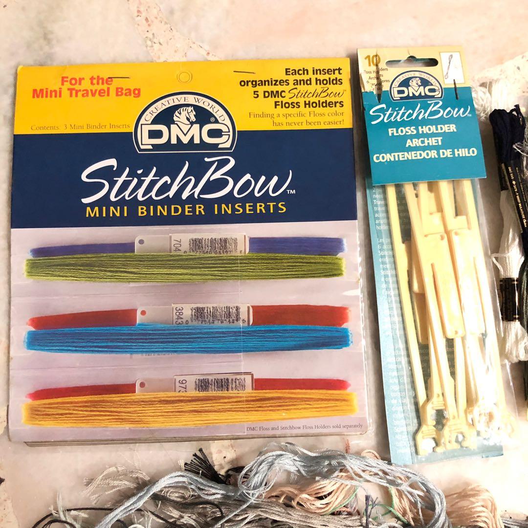 DMC Cross stitch thread, cross stitch cloth binder insert and bow ...