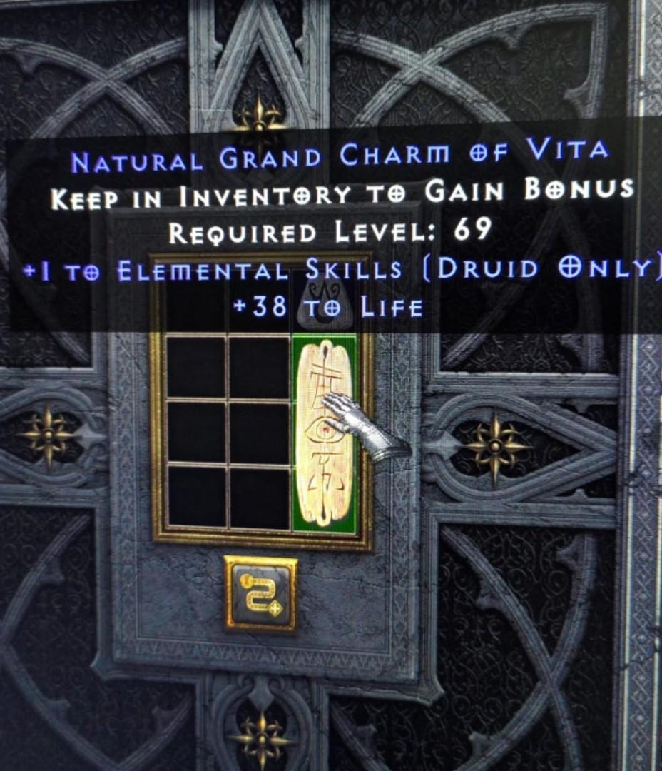 Druid Elemental Grand Charm +38 Life, Video Gaming, Gaming Accessories ...