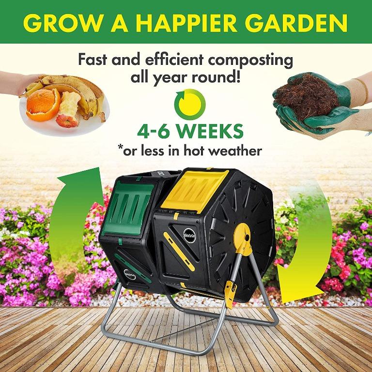Dual Chamber Compost Tumbler – Easy-Turn, Fast-Working System – All ...