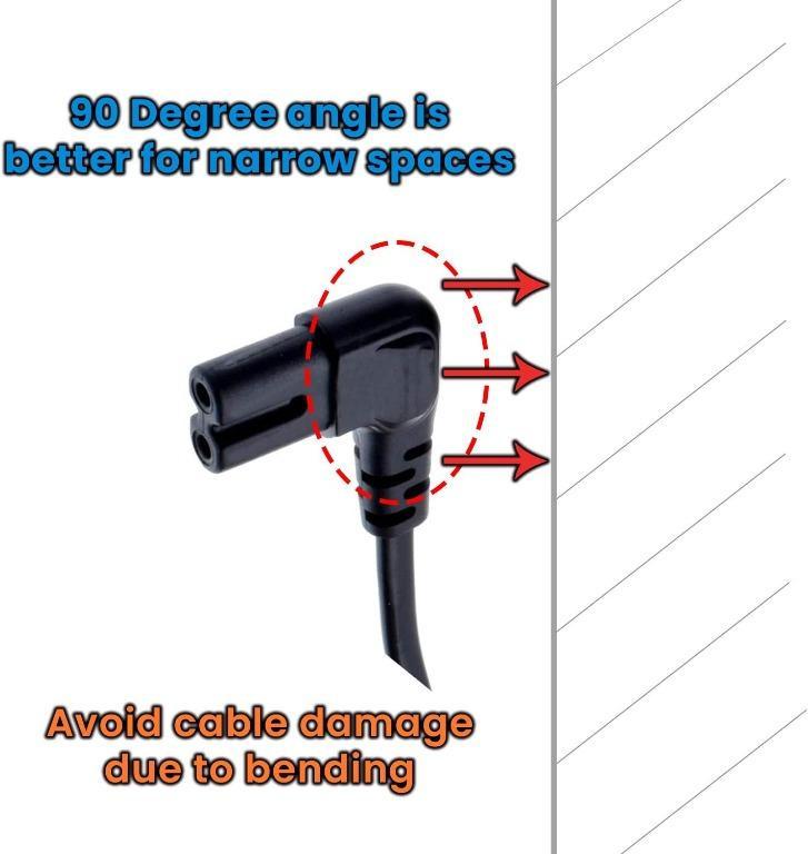 Figure Of 8 Power Cable | 2-Pin Right Angle IEC-C7 Connector SG 3 Pin ...
