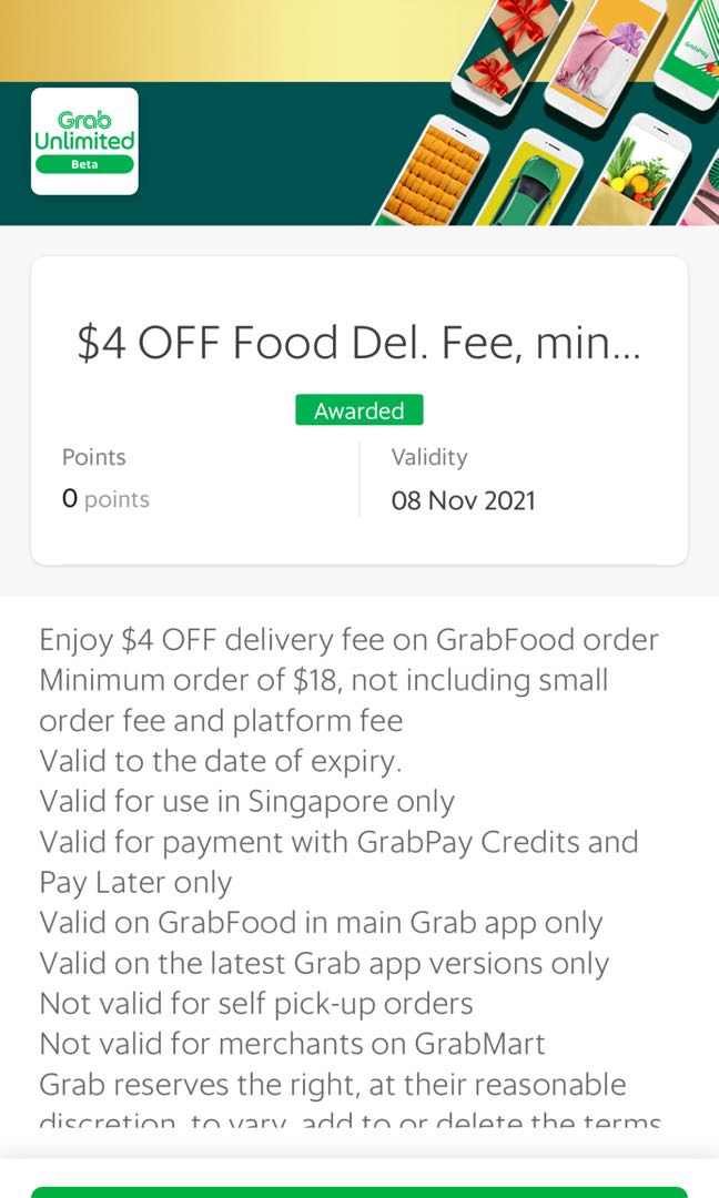 Grabfood Delivery Voucher, Tickets & Vouchers, Vouchers on Carousell