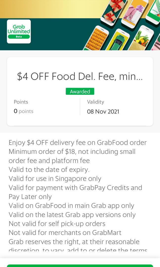 Grabfood Delivery Voucher, Tickets & Vouchers, Vouchers on Carousell
