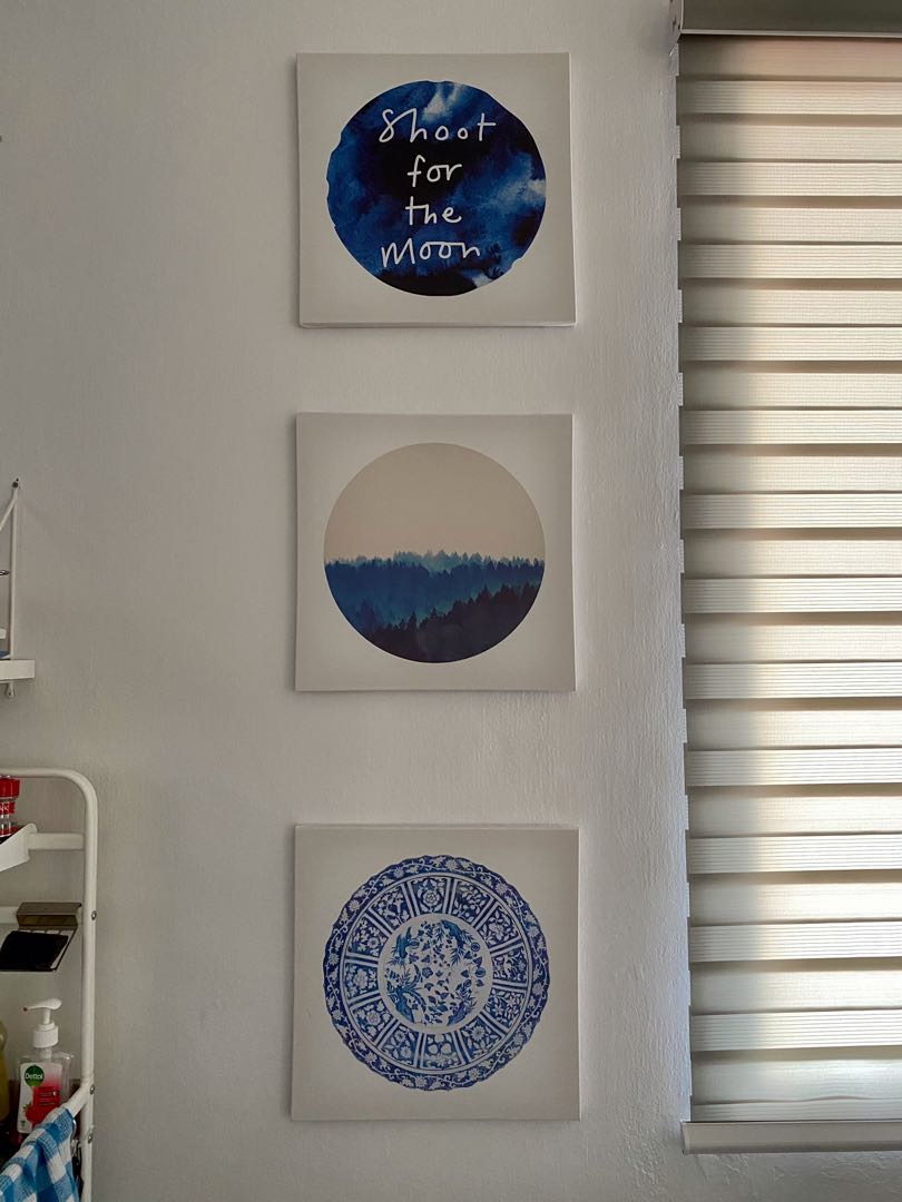 [GIVEAWAY] IKEA Picture, set of 3, Blue moon, Moon decor, Furniture ...