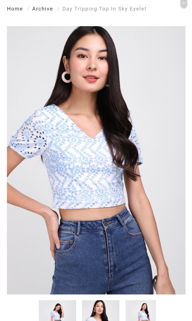 Lilypirates Day Tripping Top In Sky Eyelet, Women's Fashion, Tops ...