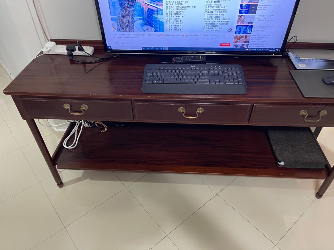 Long Working Table With Drawers, Furniture & Home Living, Furniture ...