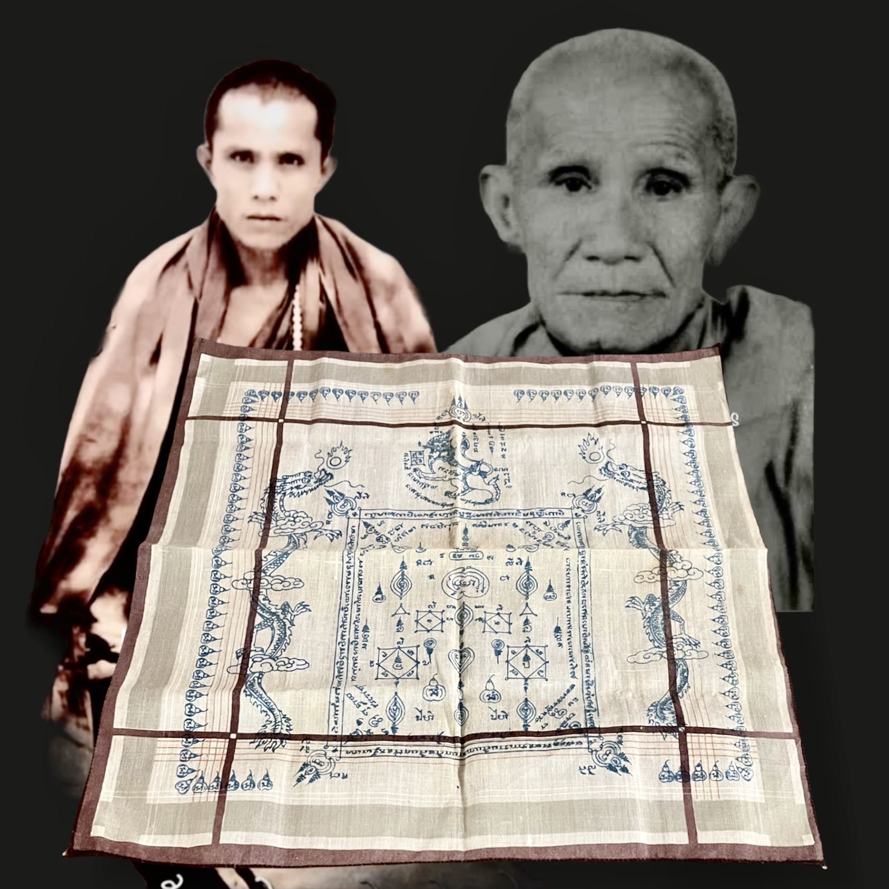 Lp Pinak Phayant Singha Lion Double Auspicious Dragon Nam Tao Full Yant ...