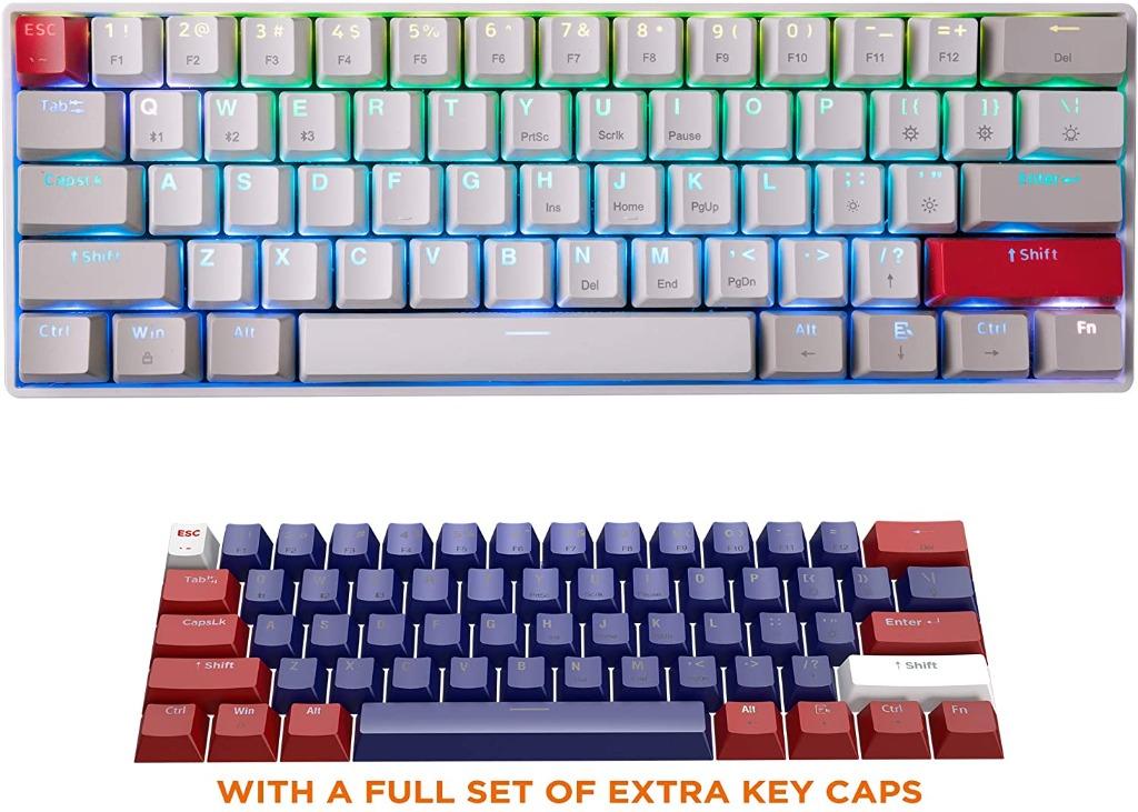 NEWMEN GM610 60% Wireless Mechanical Gaming Keyboard, 61 Keys Bluetooth ...