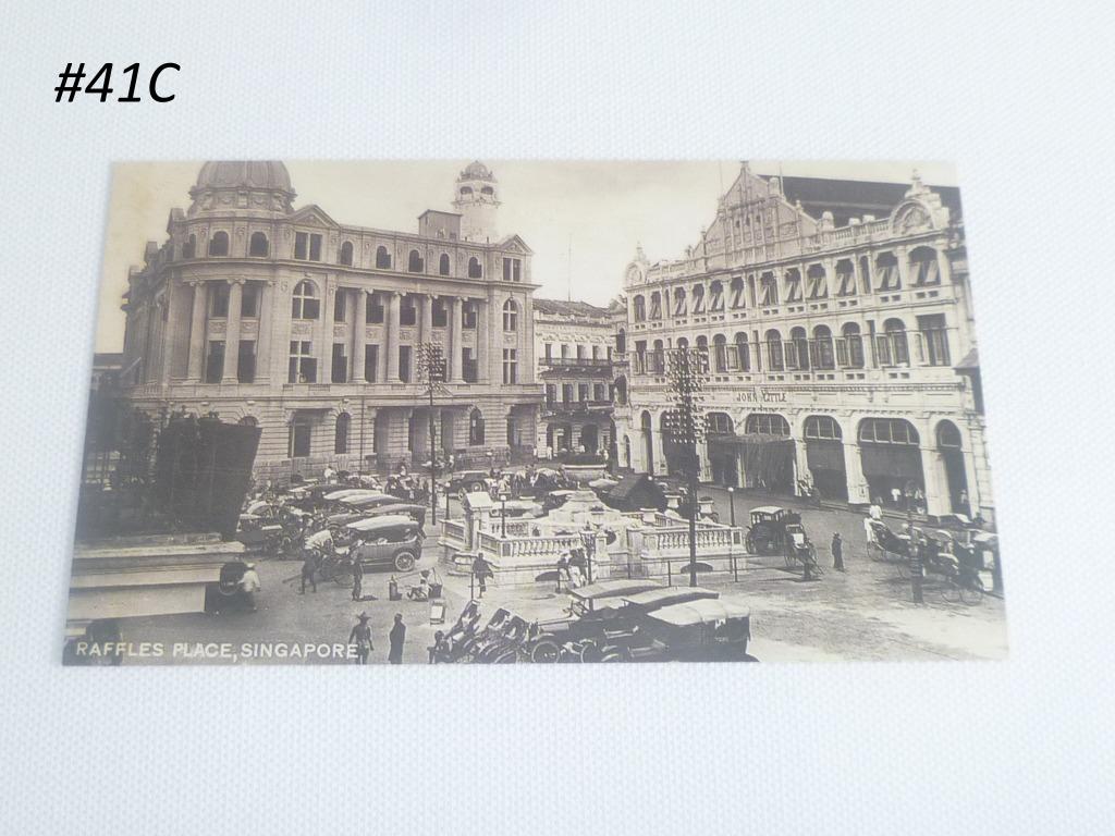 Vintage Old Reproduction Postcard - Singapore Raffles Place / Raffles ...
