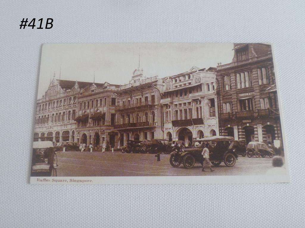 Vintage Old Reproduction Postcard - Singapore Raffles Place / Raffles ...