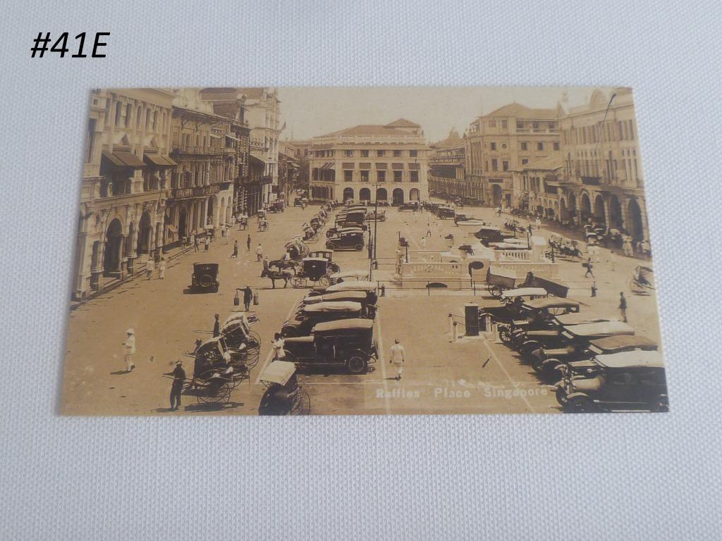 Vintage Old Reproduction Postcard - Singapore Raffles Place / Raffles ...