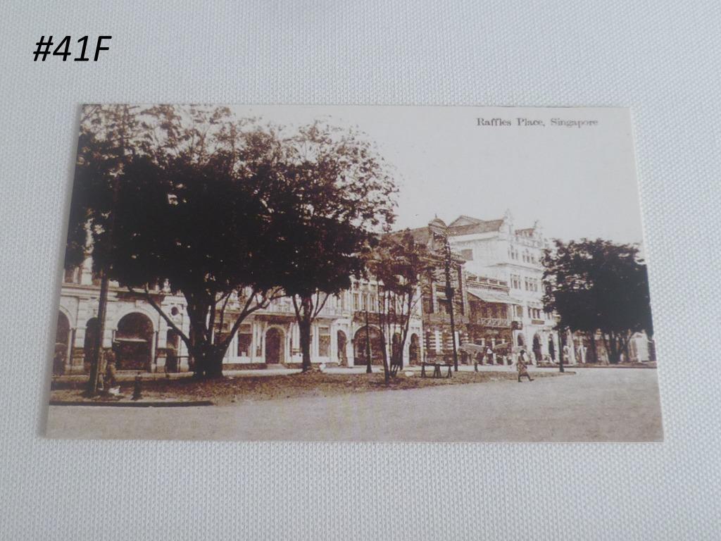 Vintage Old Reproduction Postcard - Singapore Raffles Place / Raffles ...
