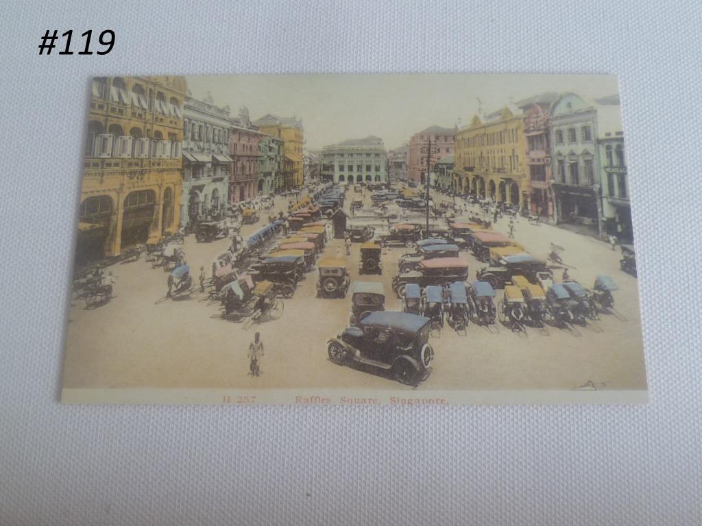 Vintage Old Reproduction Postcard - Singapore Raffles Place / Raffles ...